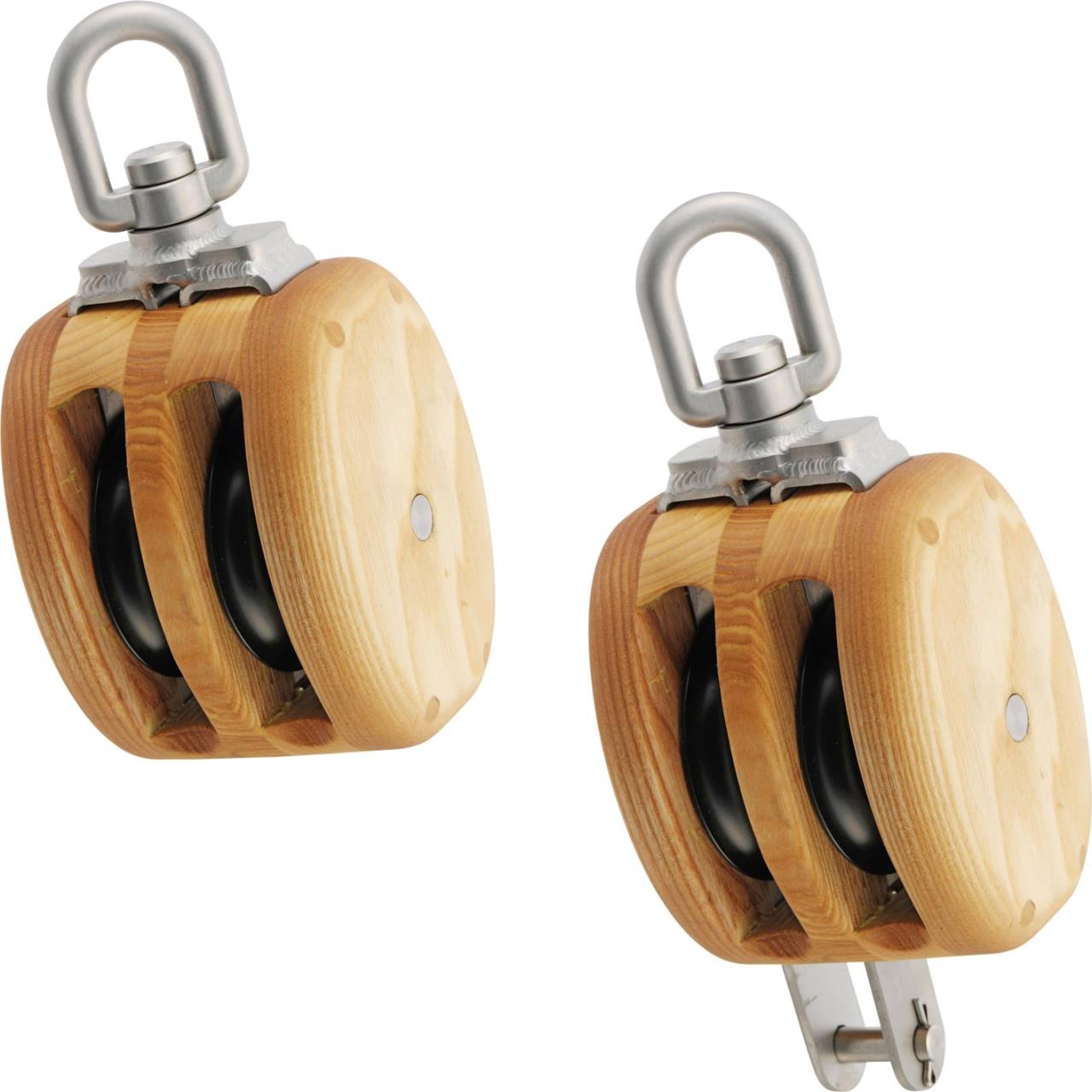 Double sheave swivel blocks oiled ash wood | TOPLICHT