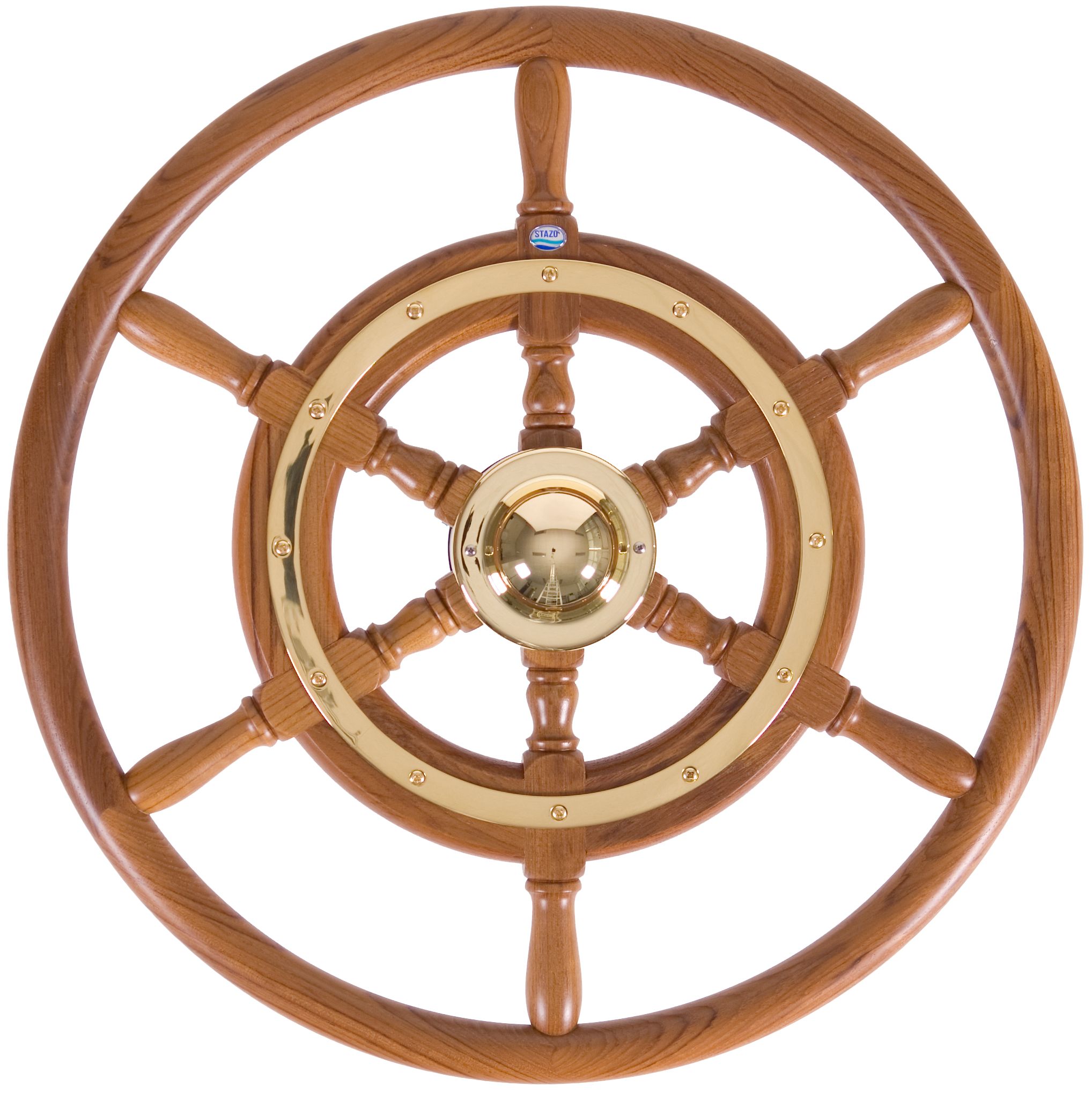 STAZO yacht steering wheel teak with teak outside ring | TOPLICHT