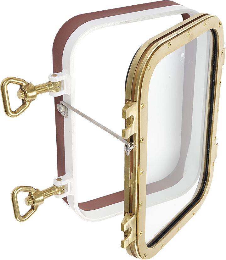 Large rectangular brass portlight with steel frame | TOPLICHT